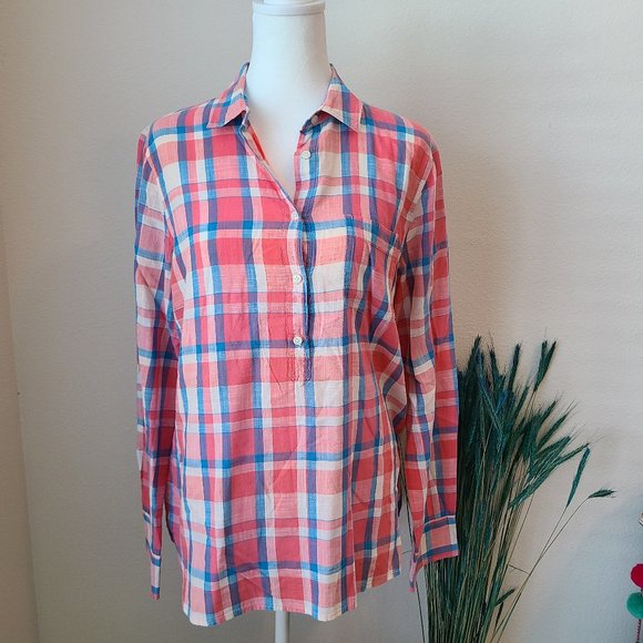 J. Crew | Tops | Jcrew Plaid Button Blouse | Poshmark
